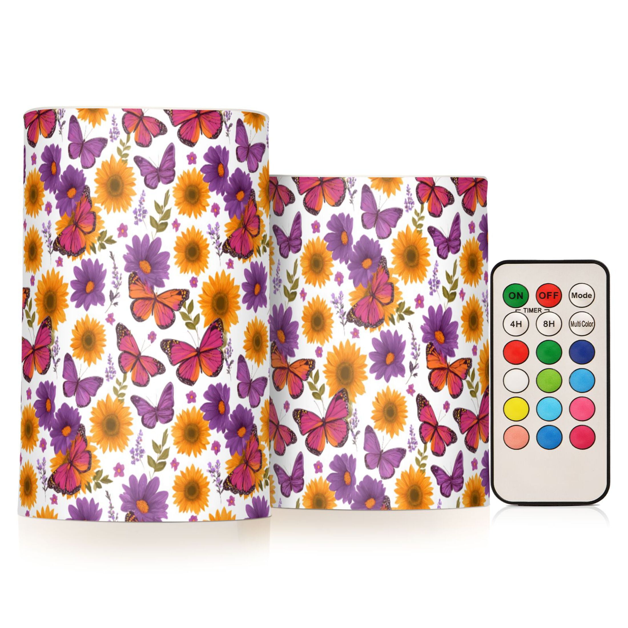 Flowers Pattern Flameless LED Candle Set with Remote, Battery Operated ...