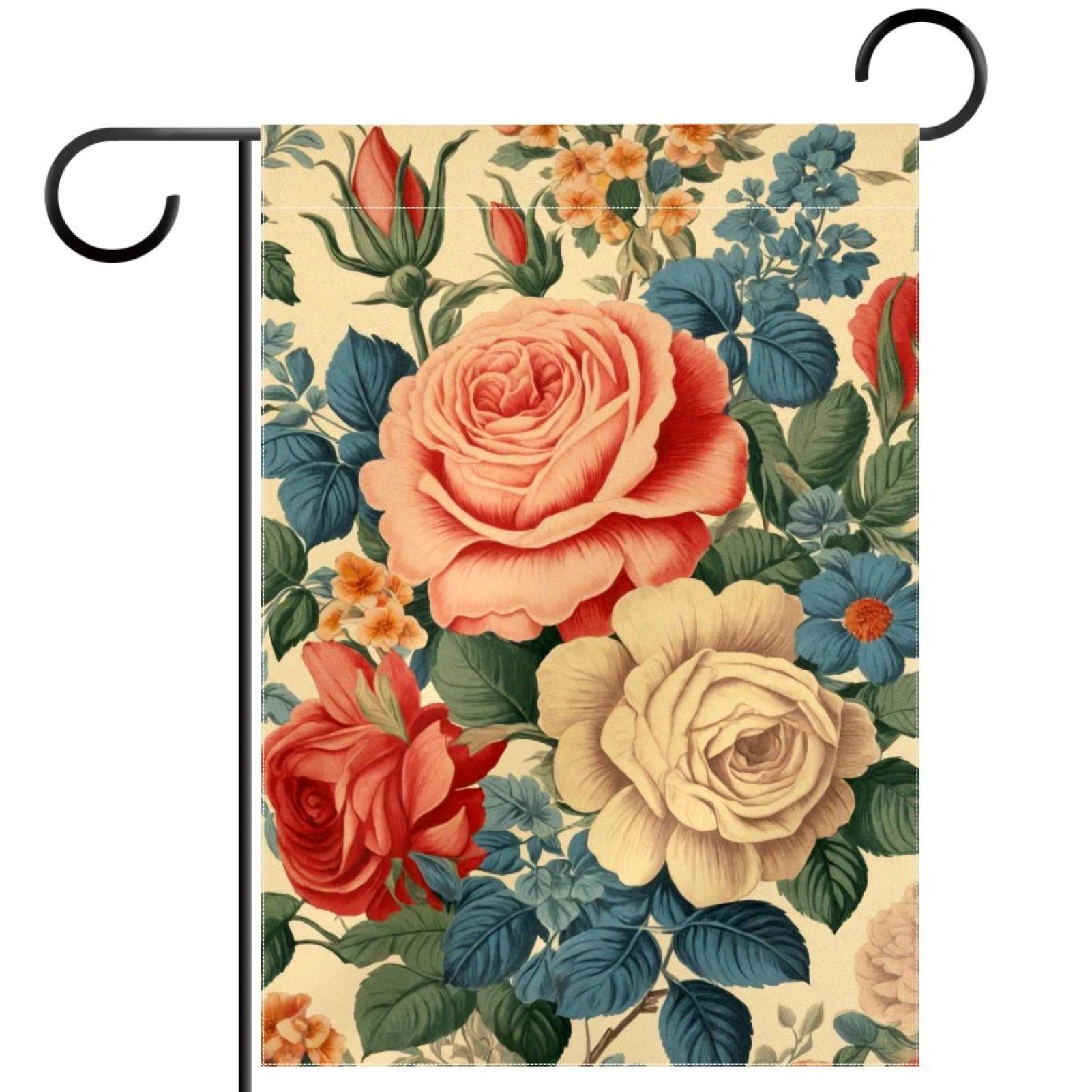Flowers Pattern Garden Flag Double Sided House Flag for Outdoor Home ...