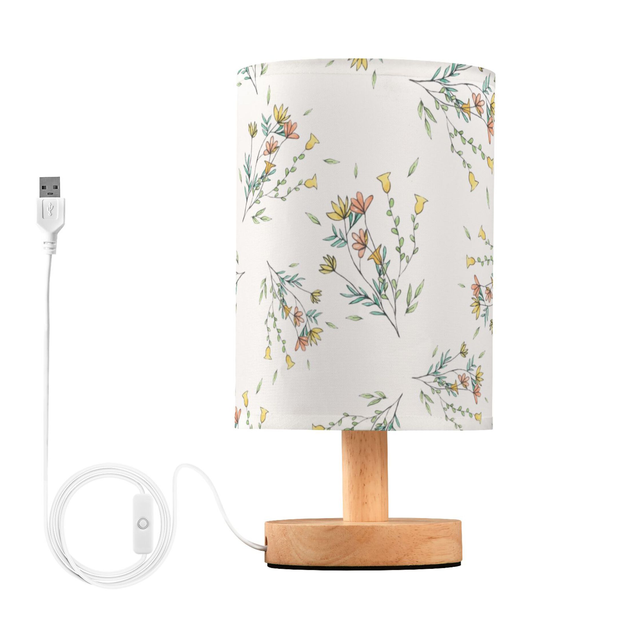 Flowers Pattern Leaf Bedside Table Lamp LED Warm Lights with USB ...