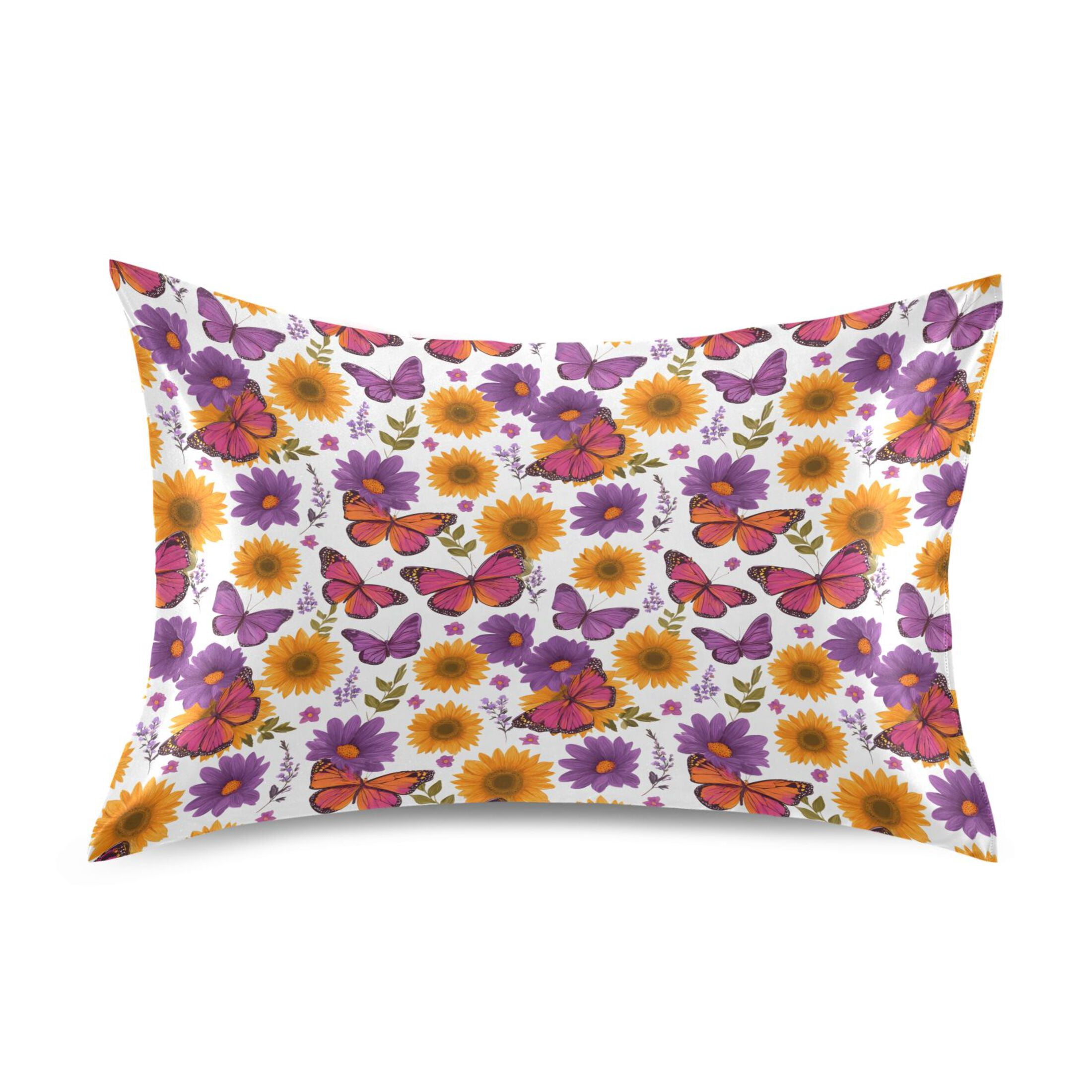 Flowers Pattern Queen Size Satin Pillowcase 30''x20'' Double-Sided ...