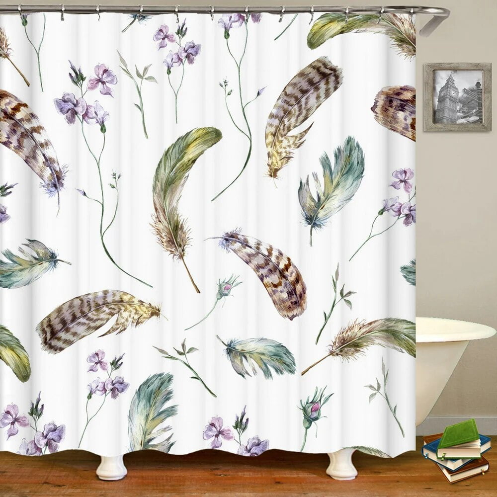 Flowers Pattern Shower Curtains Bath Curtain Waterproof Bathroom 3d ...