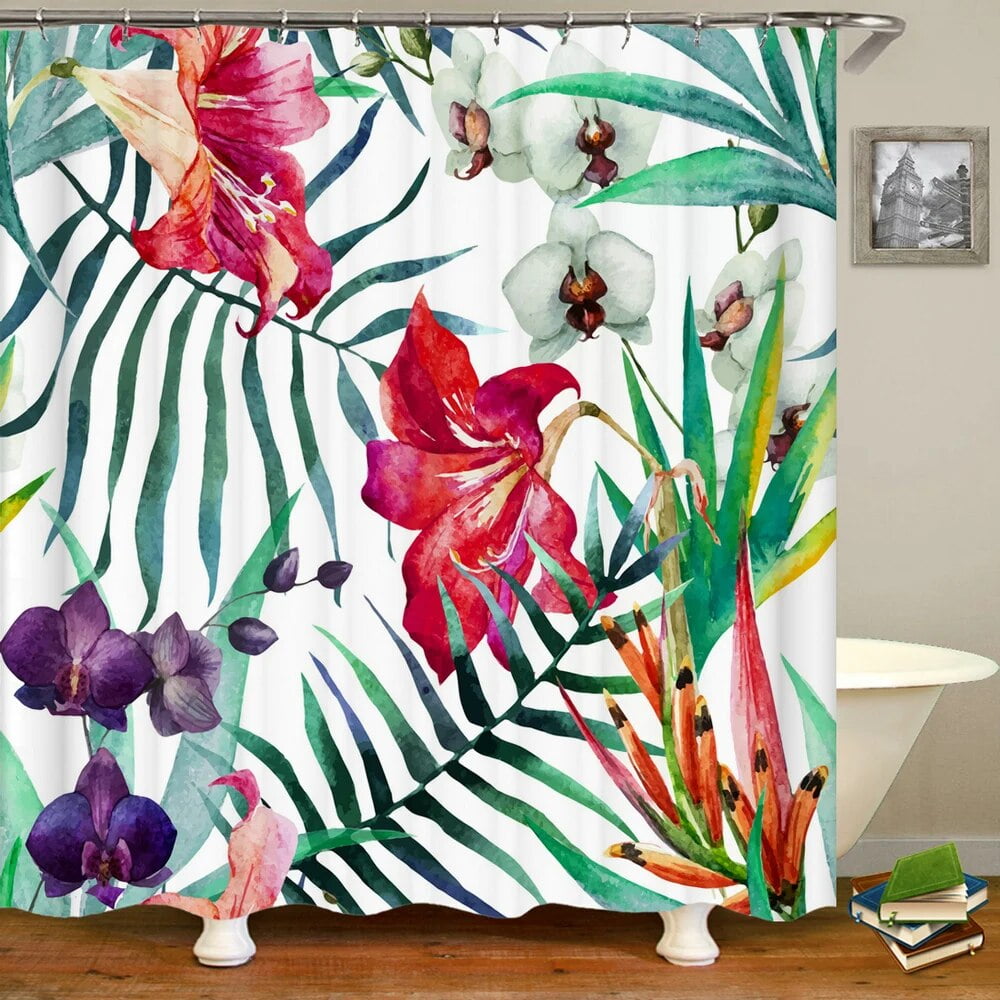Flowers Pattern Shower Curtains Bath Curtain Waterproof Bathroom 3d ...