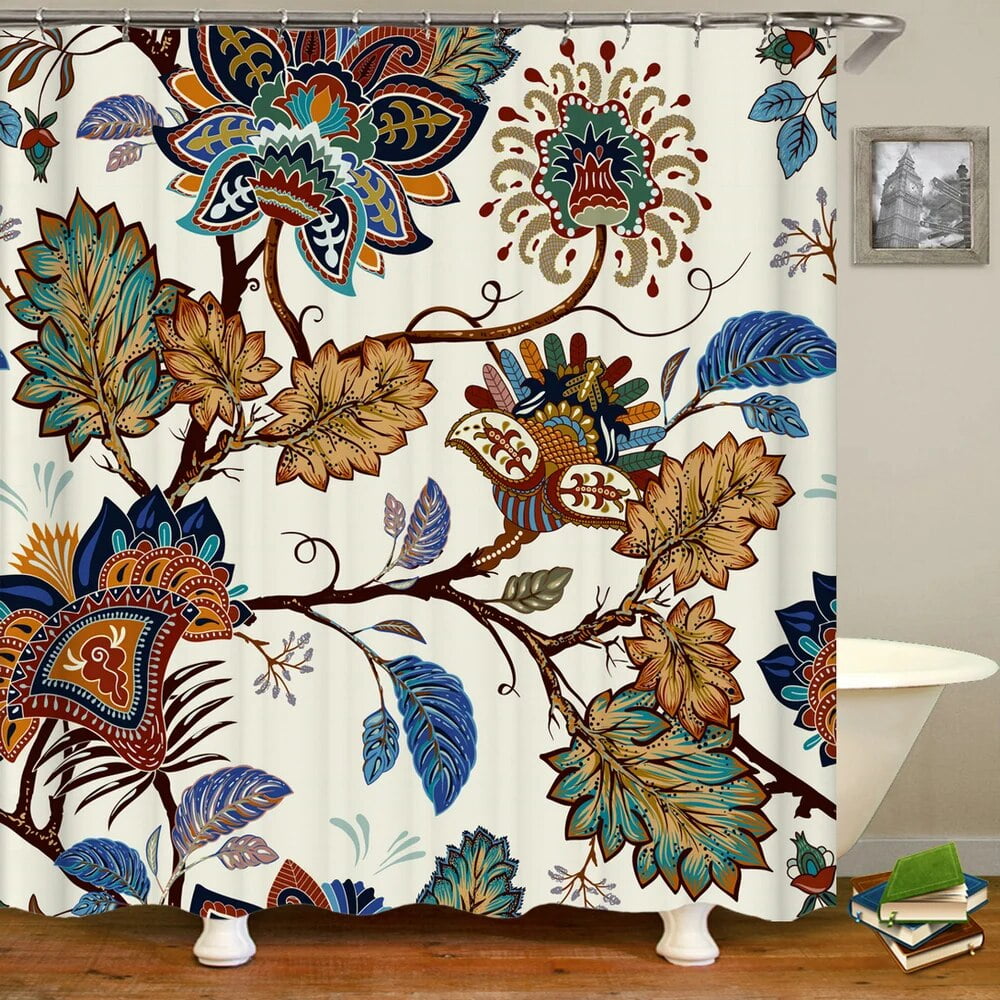 Flowers Pattern Shower Curtains Bath Curtain Waterproof Bathroom 3d ...