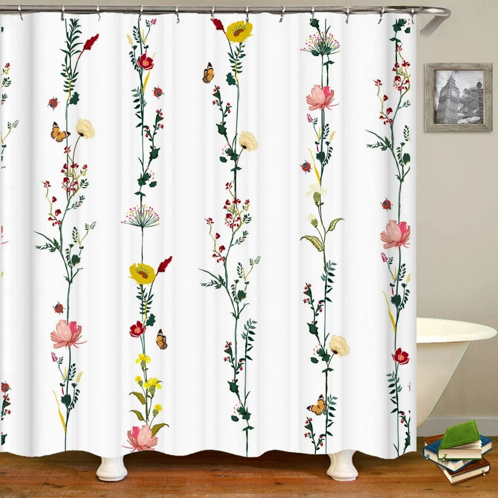 Flowers Pattern Shower Curtains Bath Curtain Waterproof Bathroom 3d ...