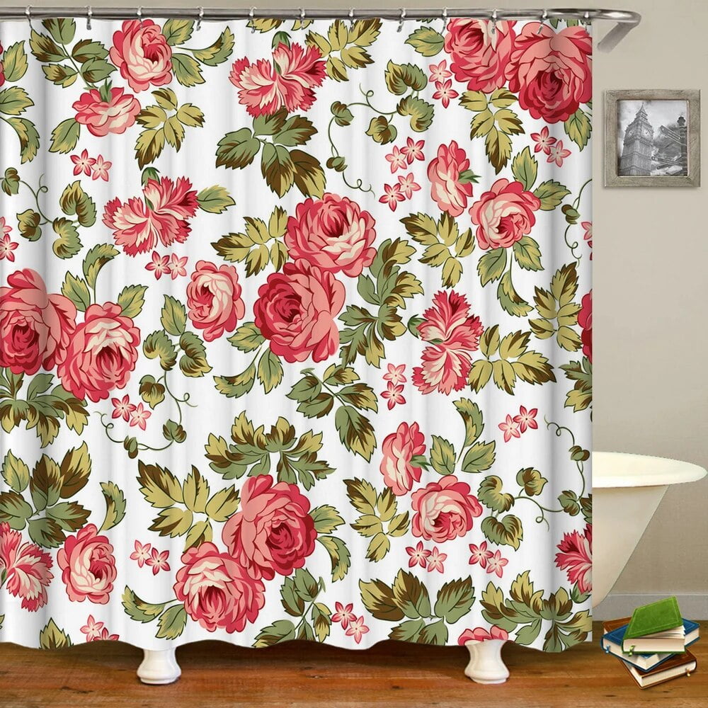 Flowers Pattern Shower Curtains Bath Curtain Waterproof Bathroom 3d ...