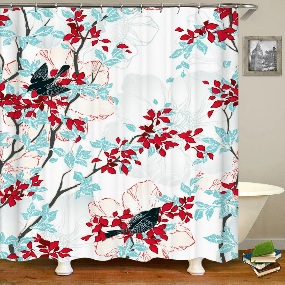Flowers Pattern Shower Curtains Bath Curtain Waterproof Bathroom 3d ...