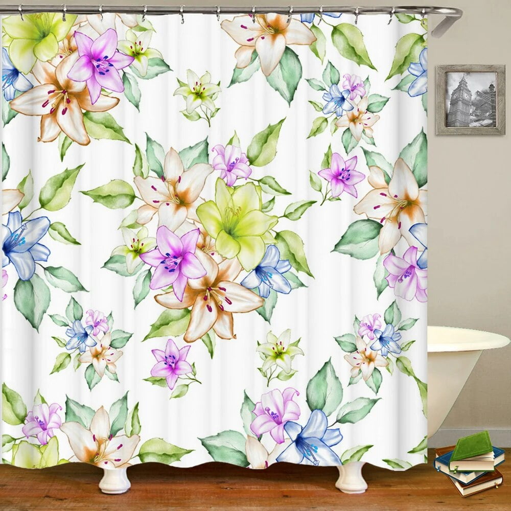 Flowers Pattern Shower Curtains Bath Curtain Waterproof Bathroom 3d ...