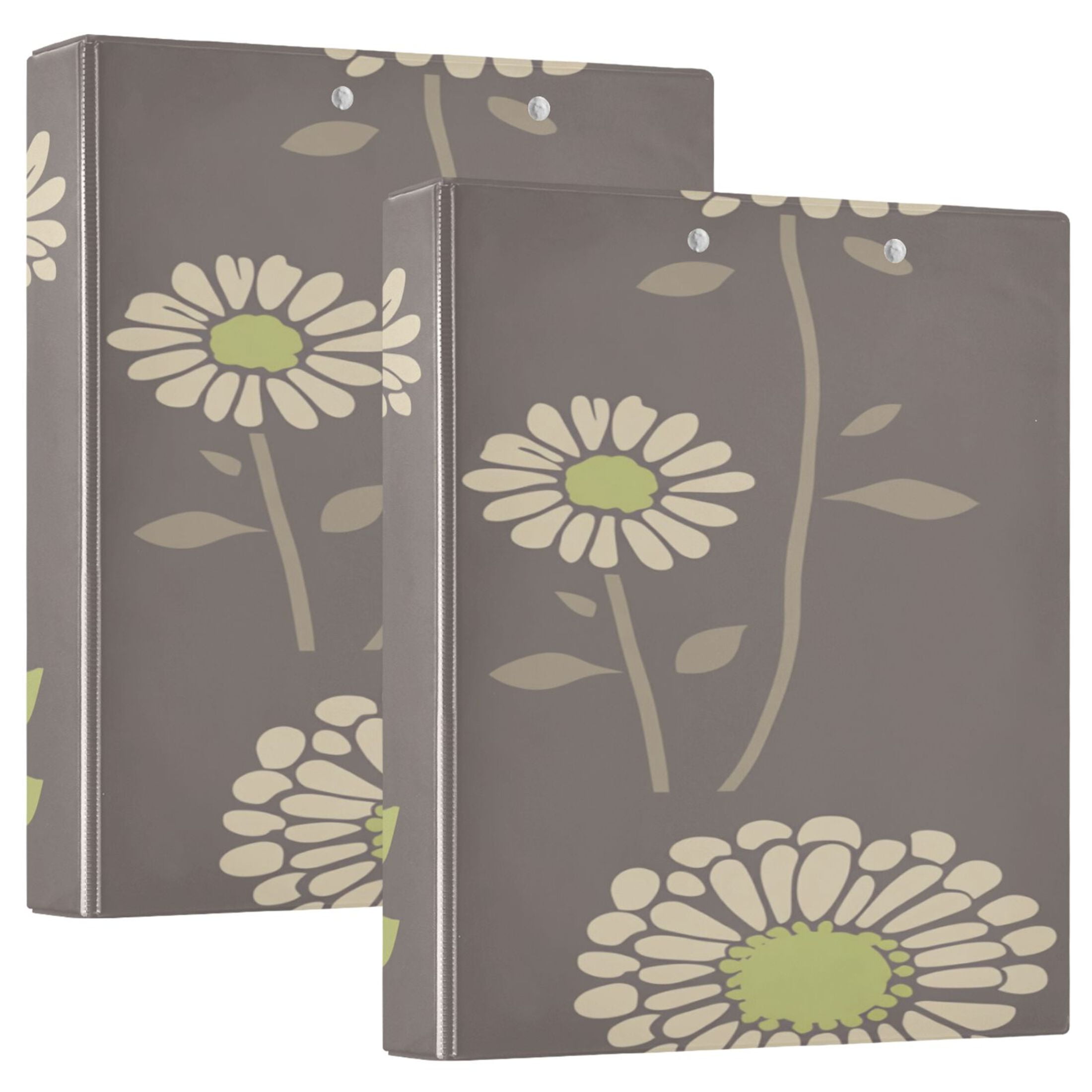 Flowers Pattern and Daisies 12.4x10.6in PVC Round Ring Binders, 2-Pack ...