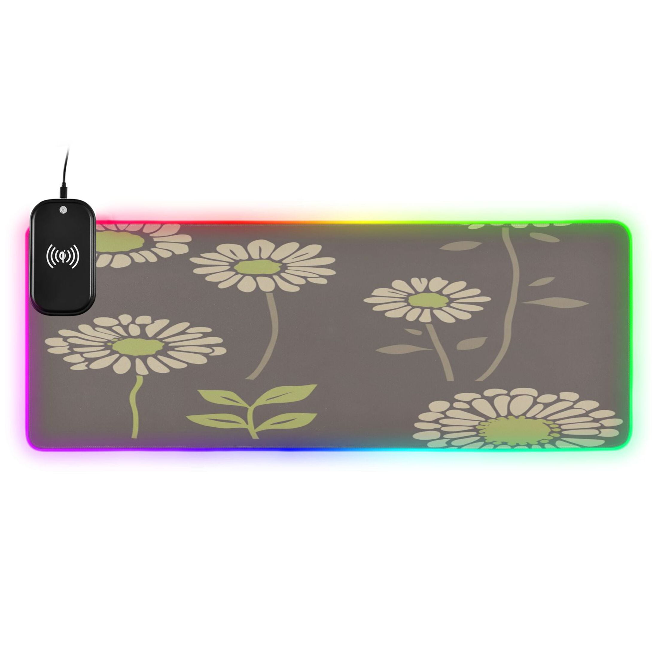 Flowers Pattern and Daisies Large RGB Gaming Mouse Pad with Fast ...