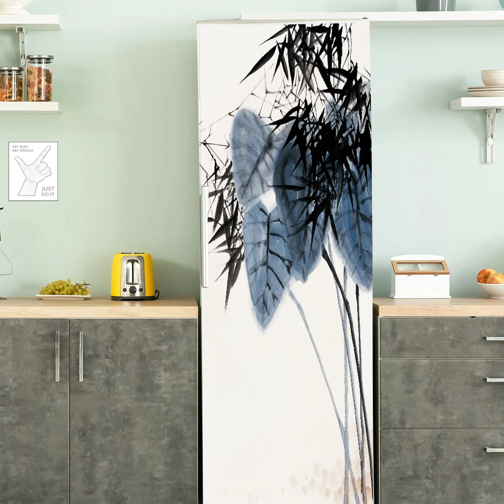 Flowers Peacock Refrigerator Sticker Natural Landscape Fridge Door ...