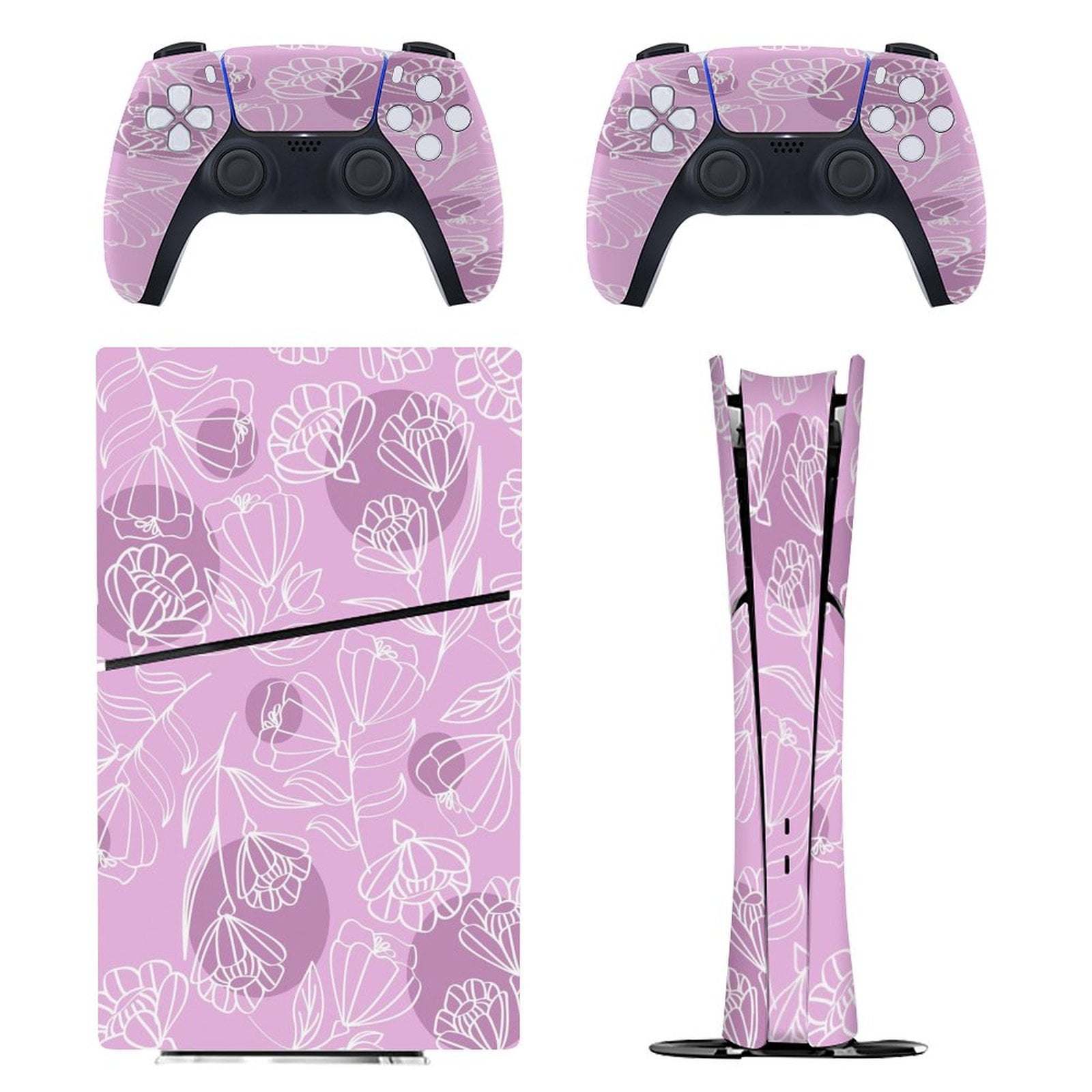 Flowers, Pink Purple, Background, Carving PS5/PS5 Slim Digital Disc ...