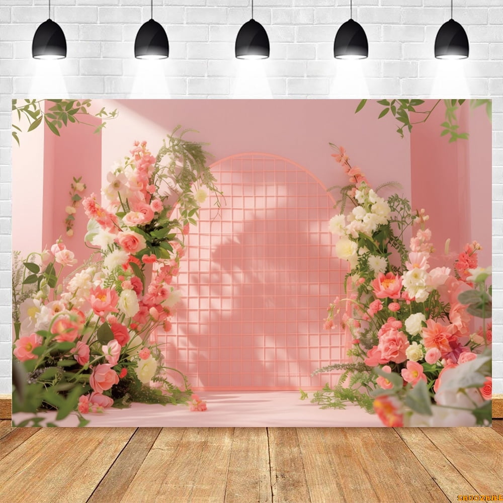 Flowers Pink Wall Arch Floral Backdrop Birthday Party Wedding Bride ...