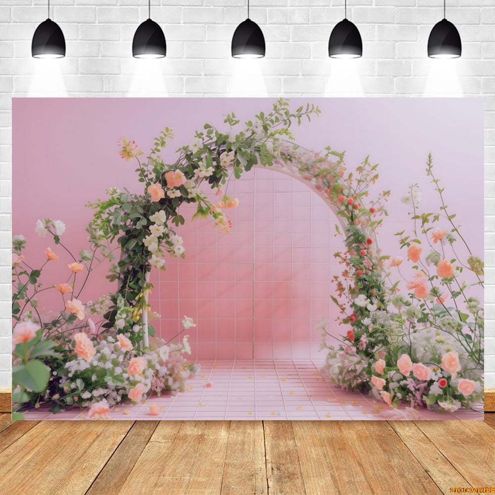 Flowers Pink Wall Arch Floral Backdrop Birthday Party Wedding Bride ...