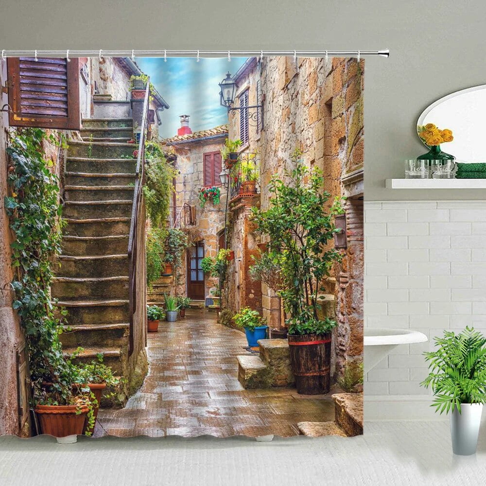 Flowers Plant Landscape Bathroom Shower Curtains Beautiful Scenery ...