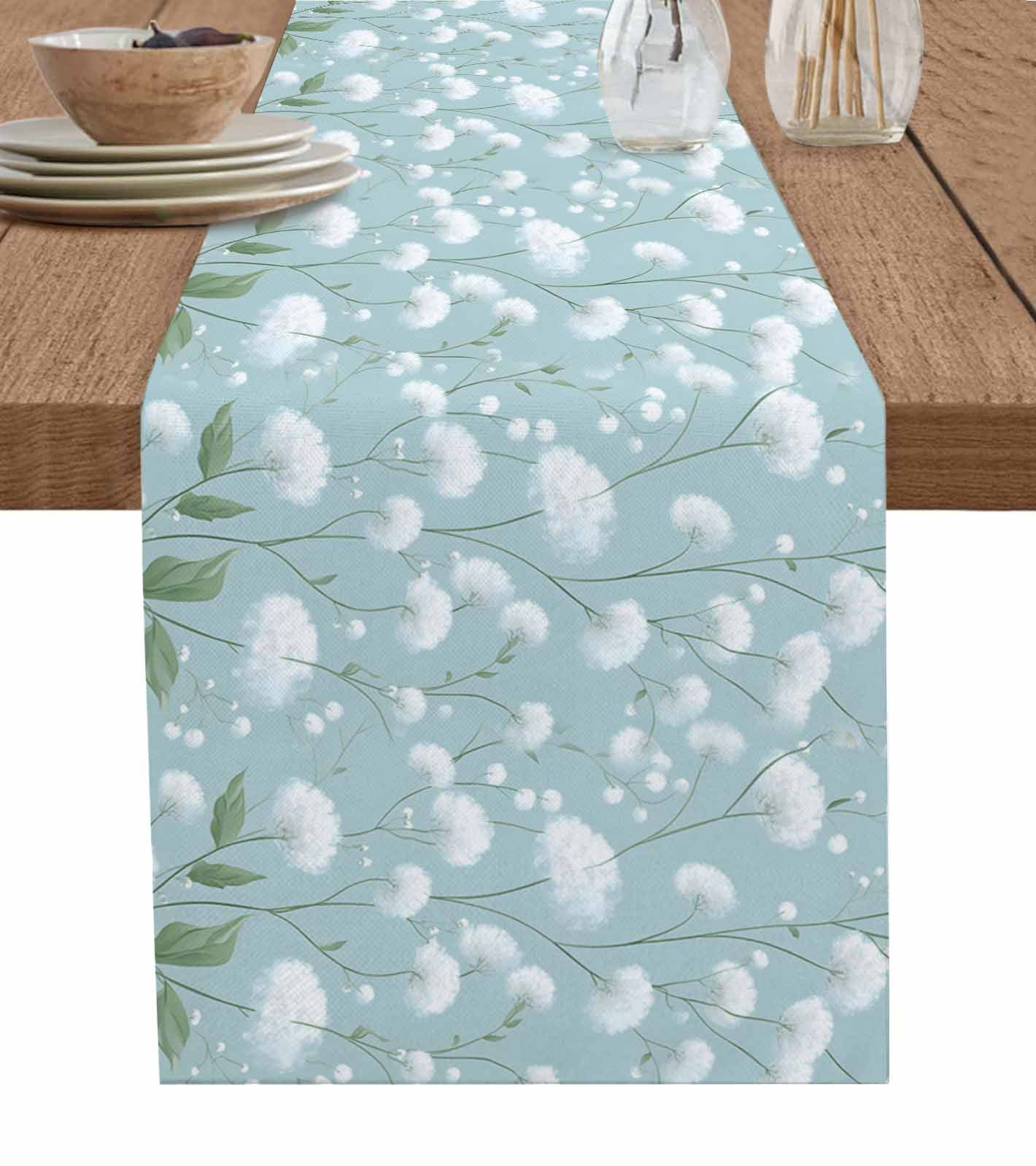 Flowers Plant Table Runner 120 Inches, Wildflower Garden Floral Farm ...