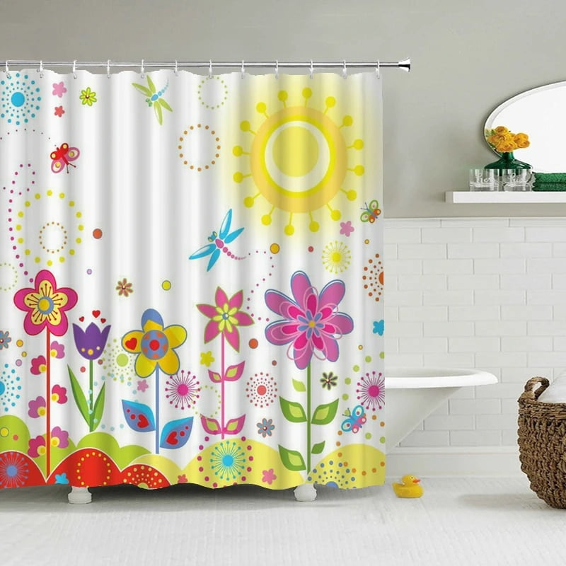 Flowers Plants 3d Bathroom Curtain With Shower Curtains Waterproof ...