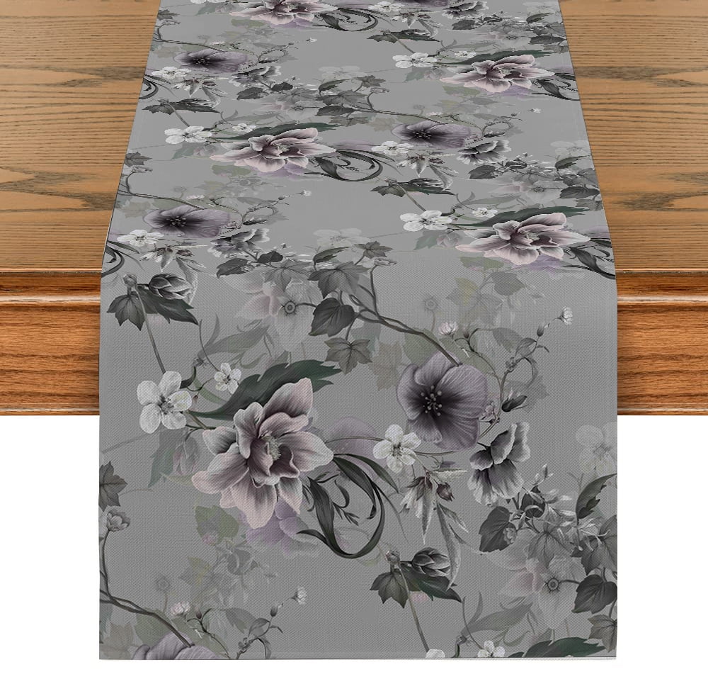 Flowers Plants Branches Leaves Table Runners Kitchen Table ration ...