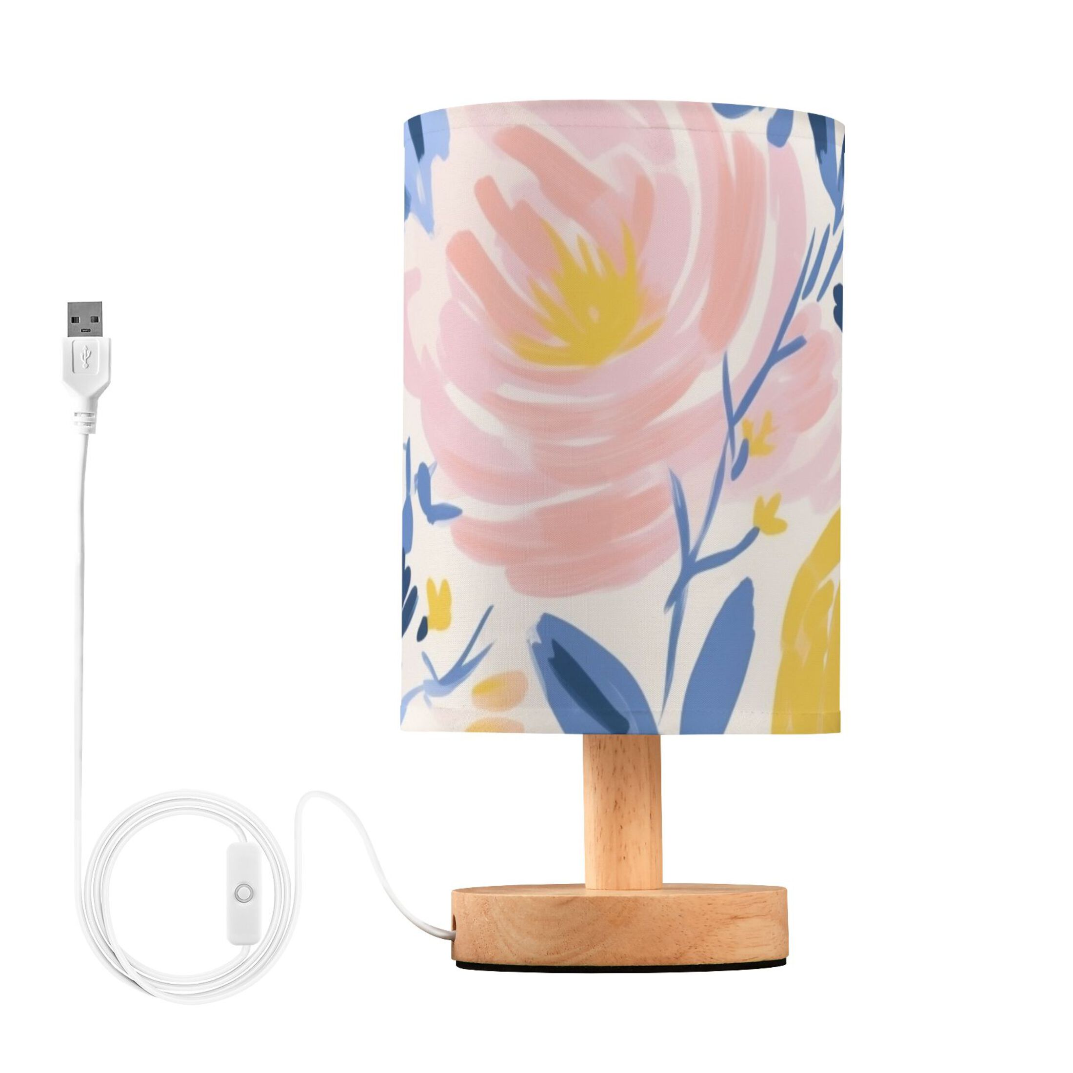 Flowers Plants Floral Bedside Table Lamp LED Warm Lights with USB ...