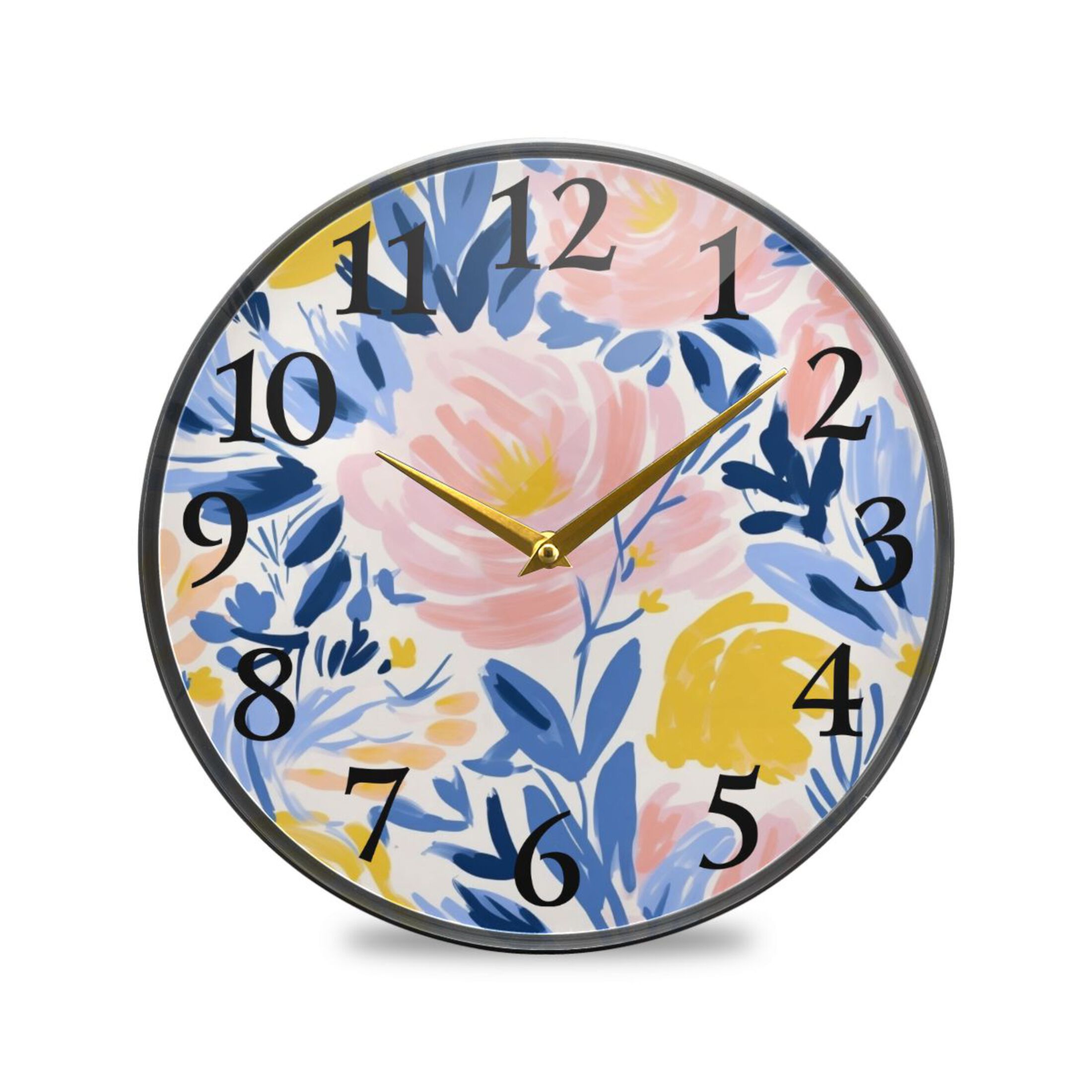 Flowers Plants Floral Wall Clocks Battery Operated 11.9 Inch Round ...