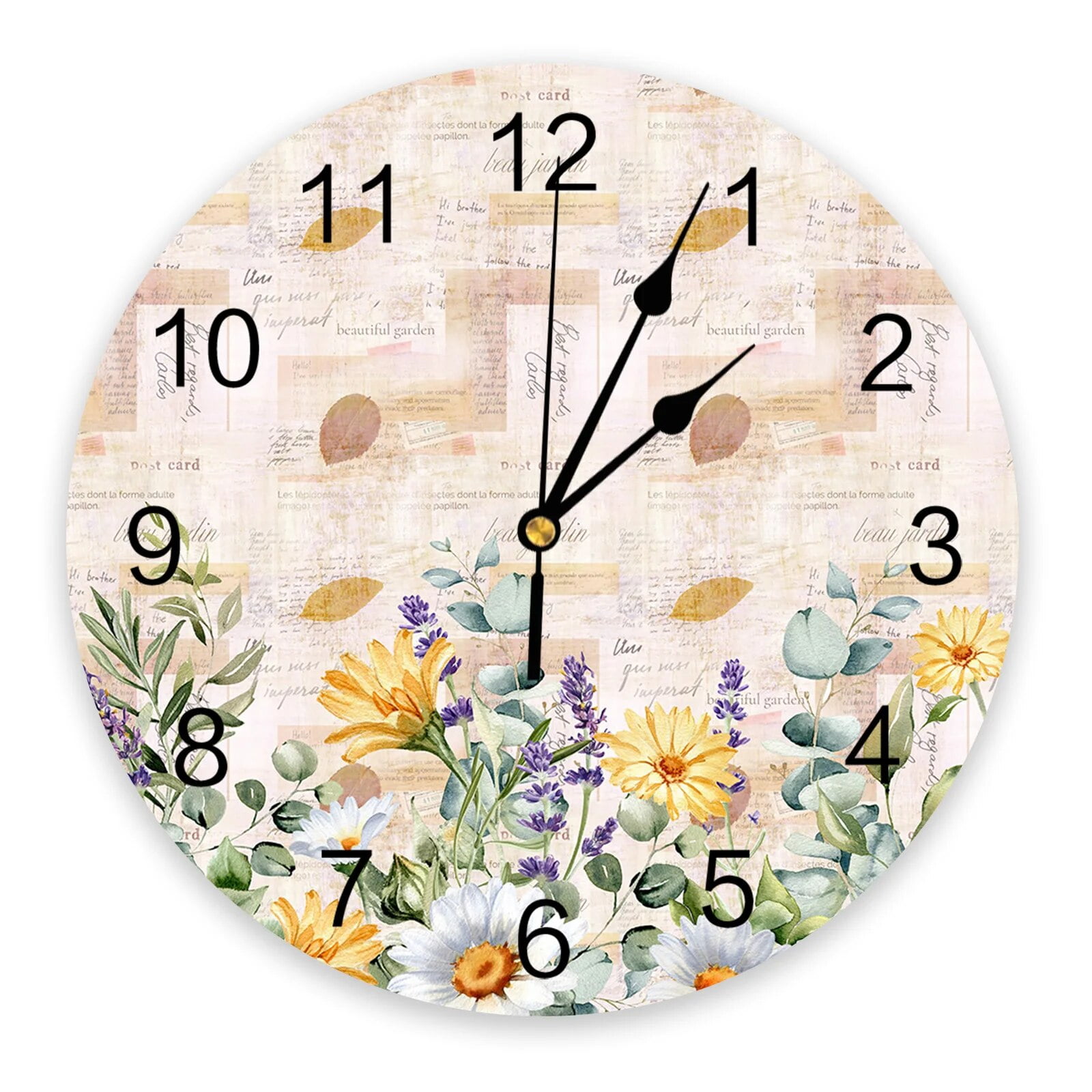 Flowers Plants Gradient Wall Clock Modern Design Living Room Decoration ...