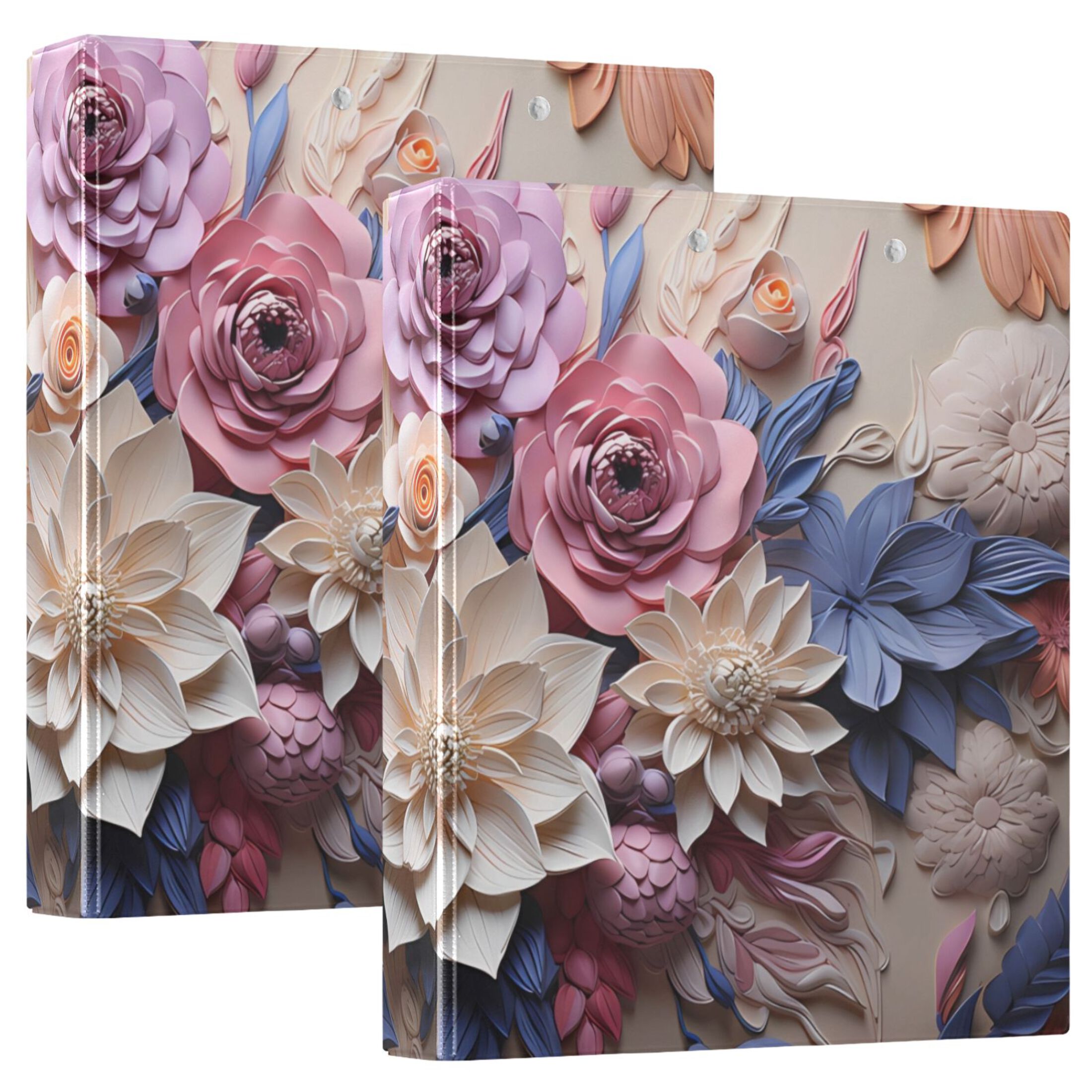 Flowers Purple Hardcover 3 Ring Binder 1.5 inch Round Rings with ...