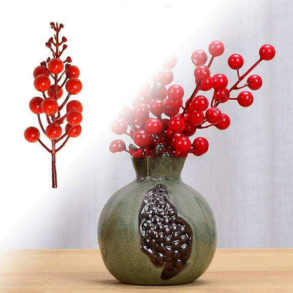Flowers - Red Berry Branches 14cm for Holiday and Winter Durable ...