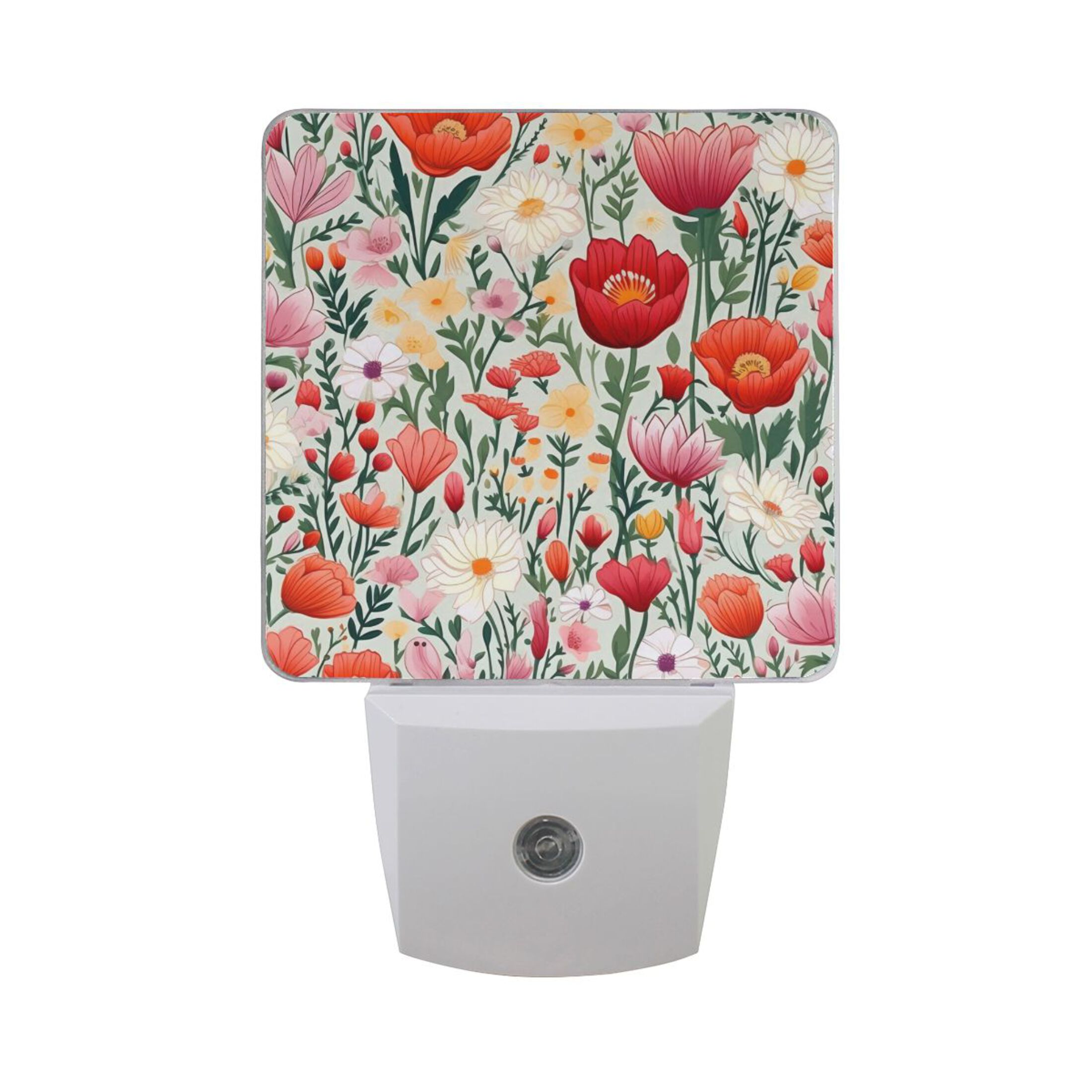 Flowers Red Night Light LED Dusk to Dawn Auto Sensor Night Lamp Plug-in ...
