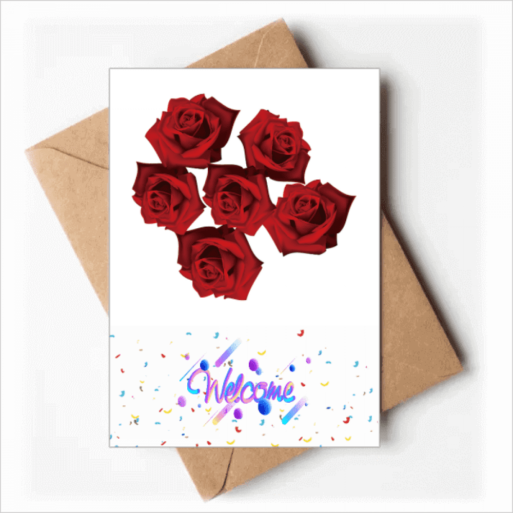 Flowers Red Rose Flower Welcome Back Greeting Cards Envelopes Blank ...