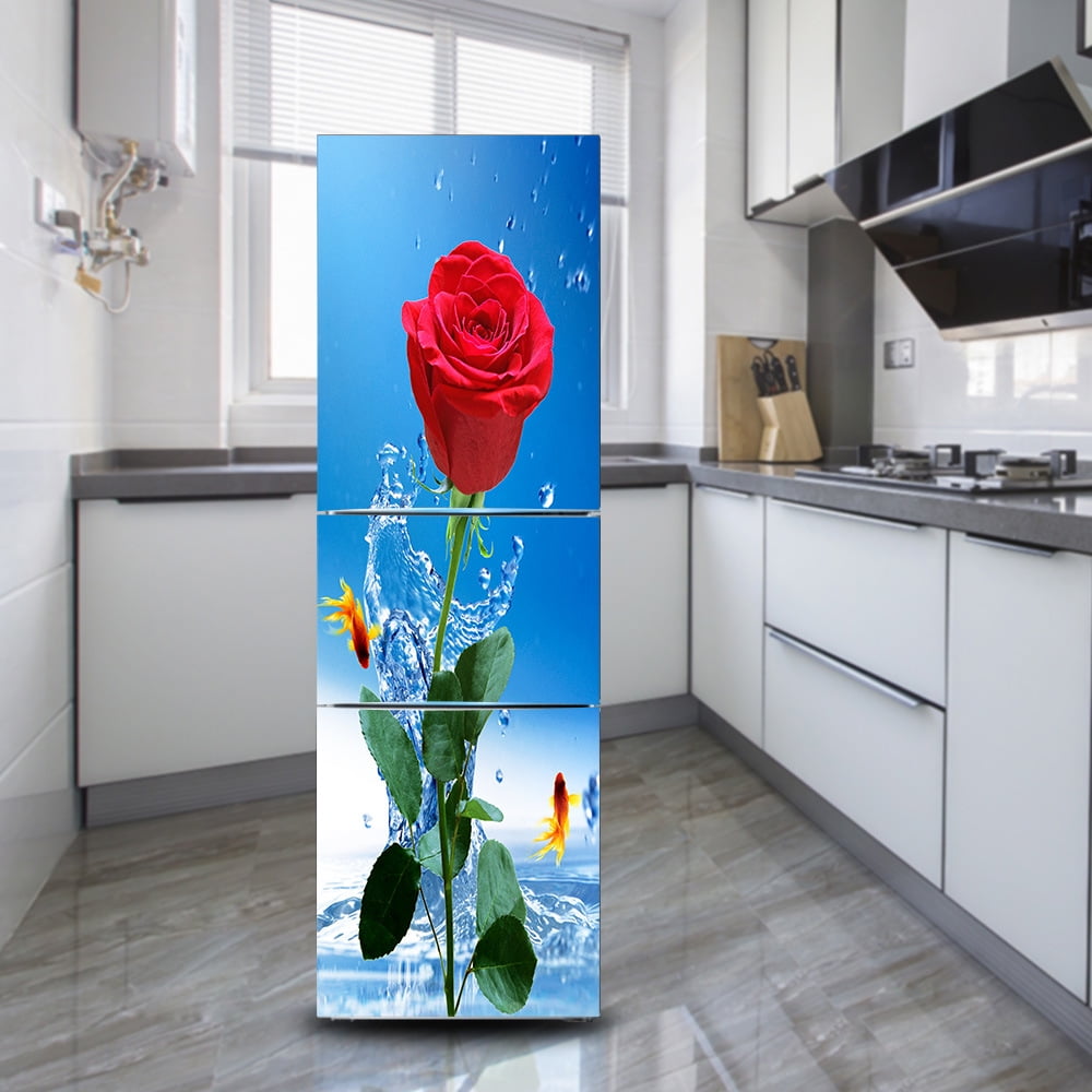 Flowers Refridge Stickers Refrigerator Wallpaper Self adhesive Door ...
