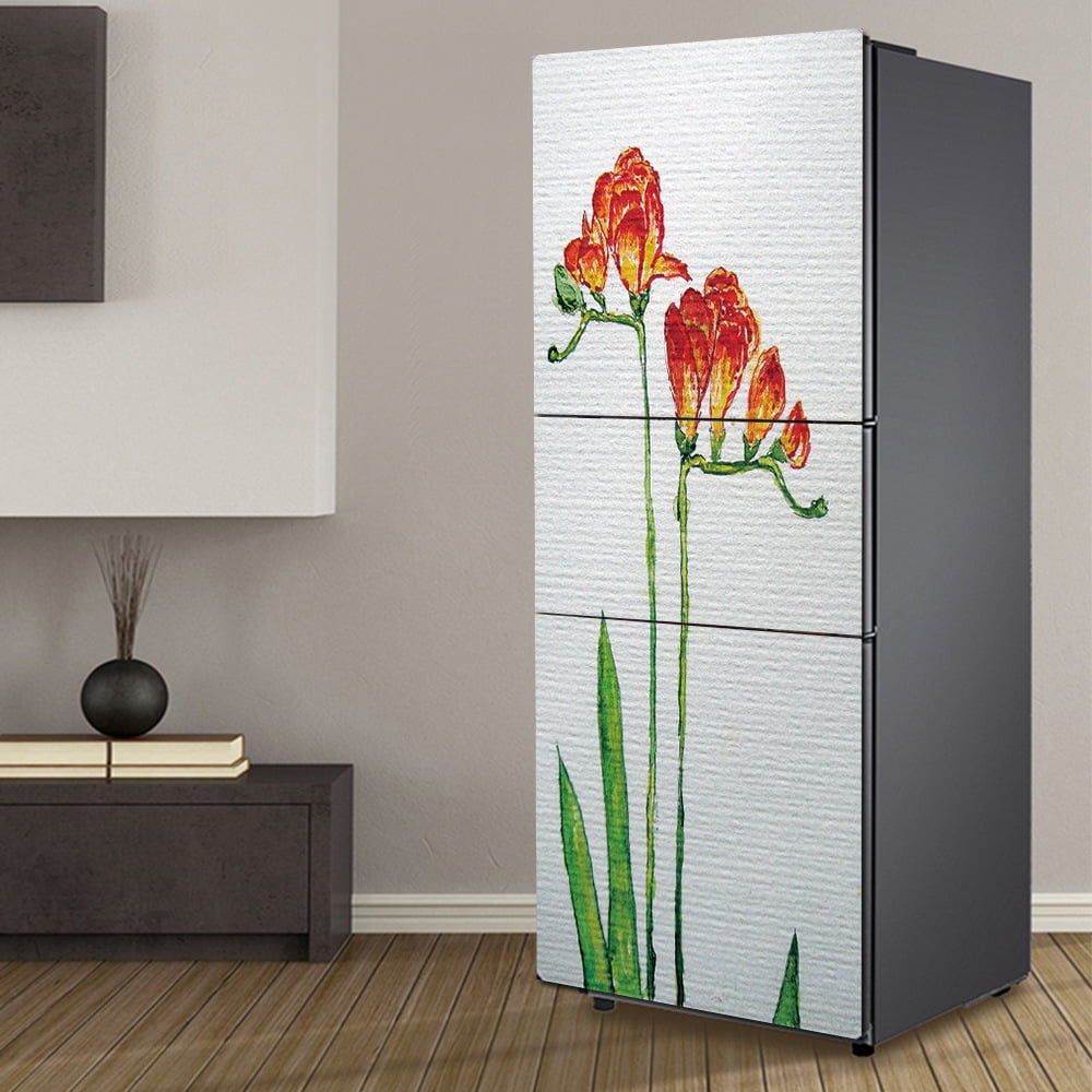 Flowers Refridge Stickers Refrigerator Wallpaper Self adhesive Door ...