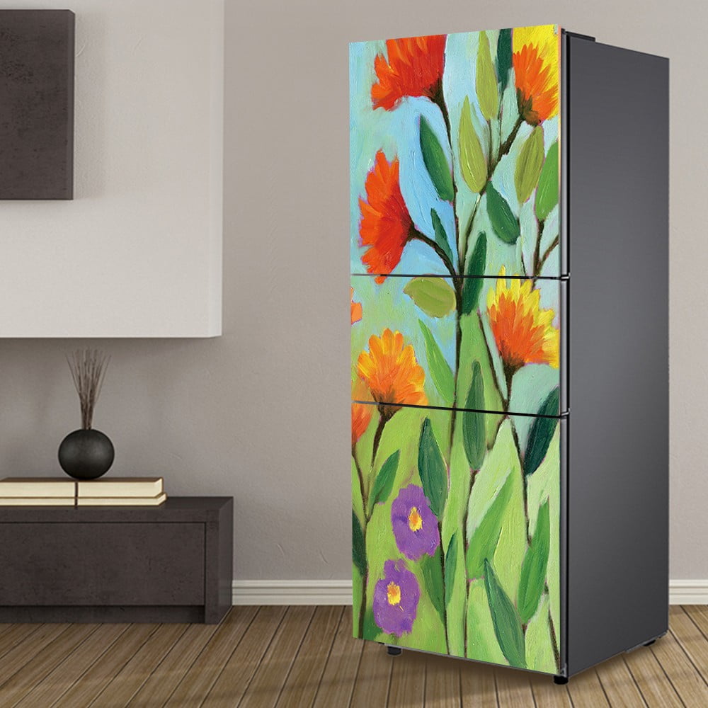 Flowers Refridge Stickers Refrigerator Wallpaper Self adhesive Door ...