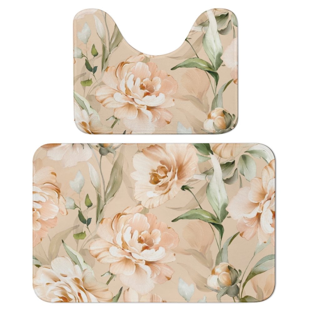 Flowers Roses Bathroom Rugs Set 2 Pieces, Bathroom Set - Quick Drying ...