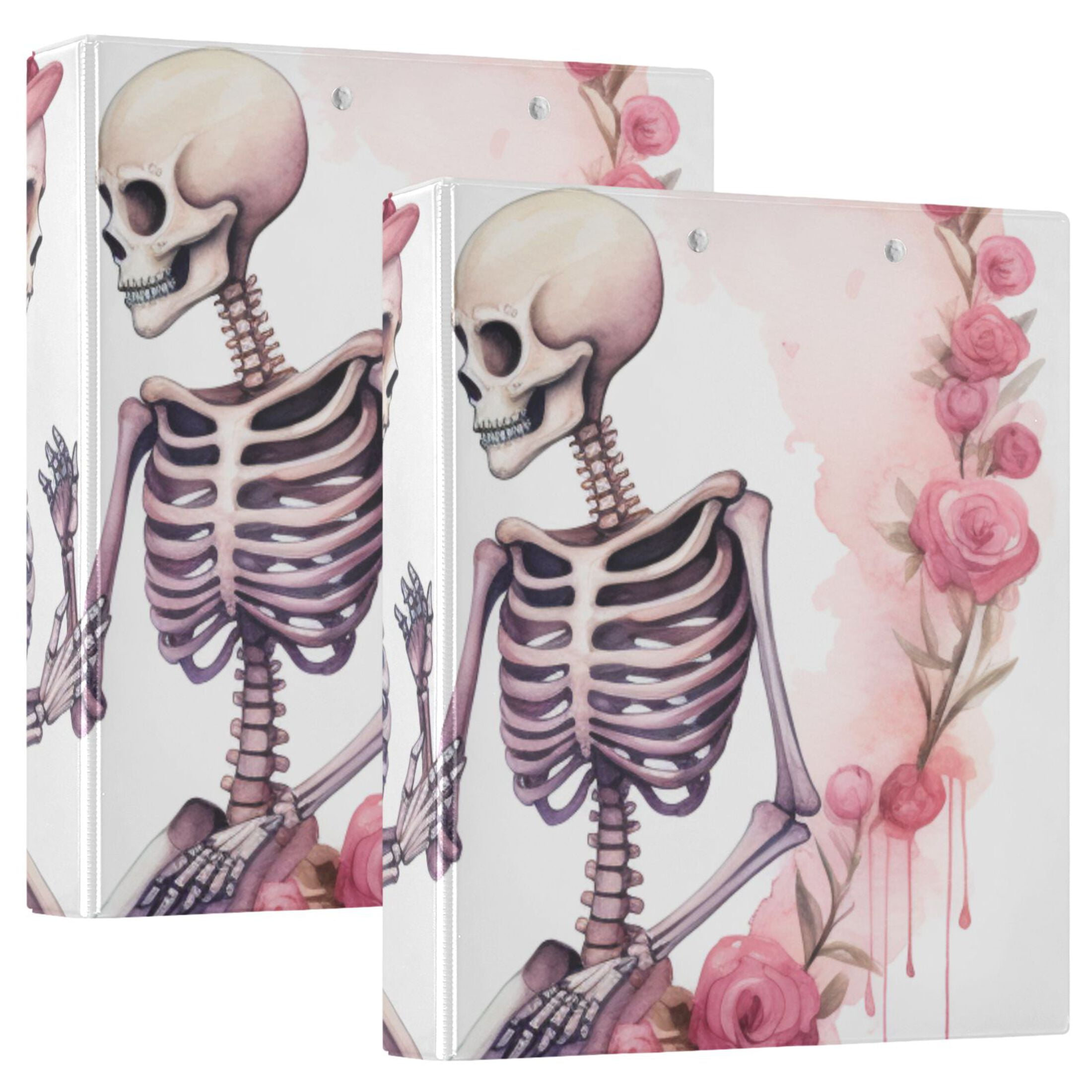 Flowers Roses Heart Human Skeleton 3 Ring Binders 1.5 inch Hardcover ...