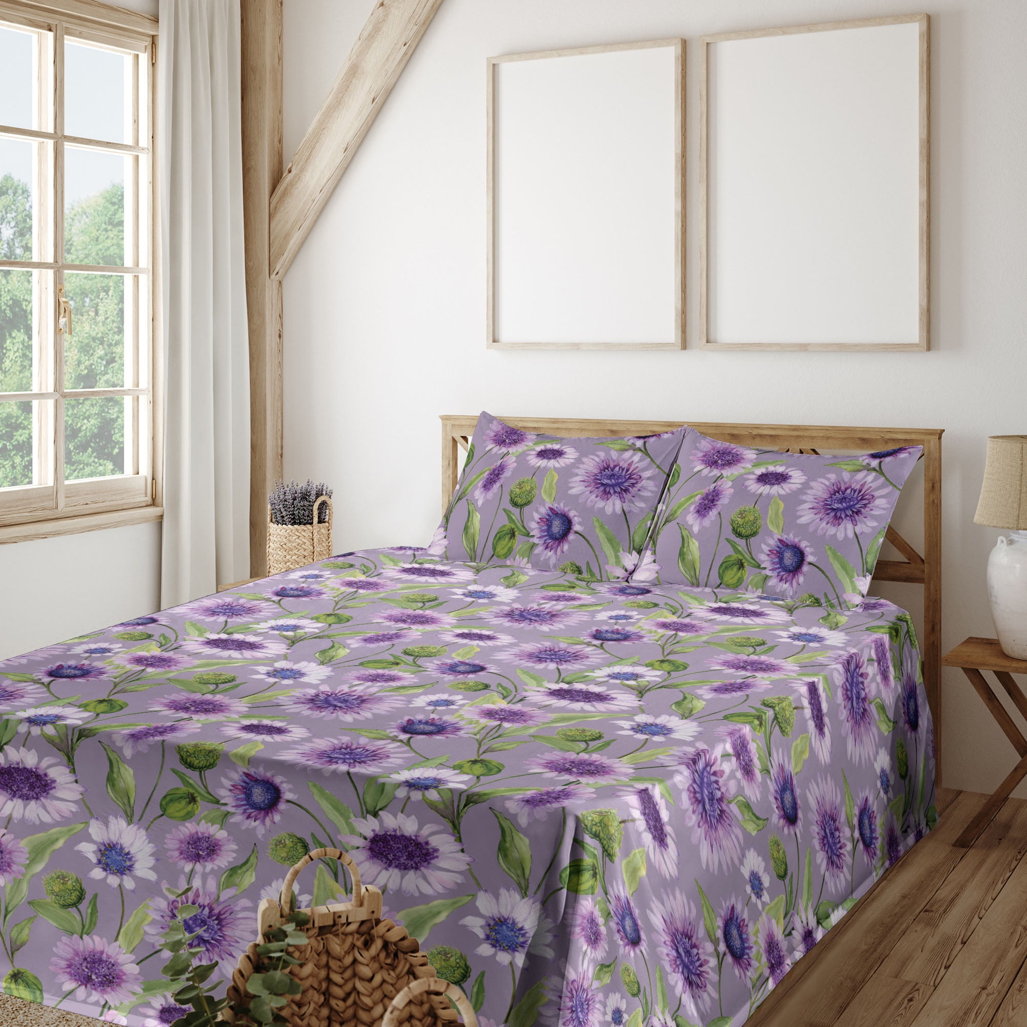 Flowers Sheet Set, Spring Meadow Vibes of Wild Chamomile Blossoms in ...