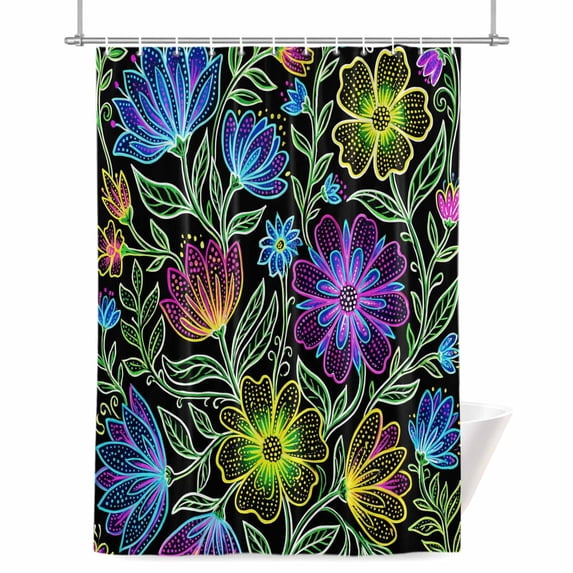 Flowers Shower Curtains for Bathroom, Abstract Gradient Blue Green ...