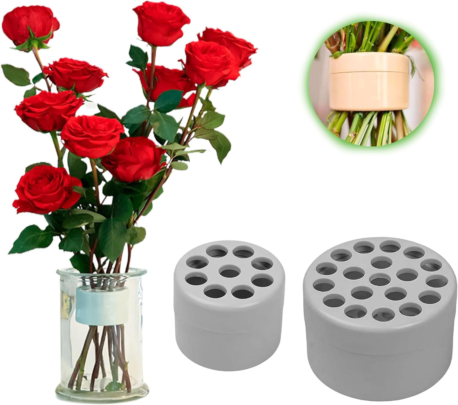 Flowers Spiral Ikebana Stem Holder Ring Set for Vase - Bouquet Twister ...