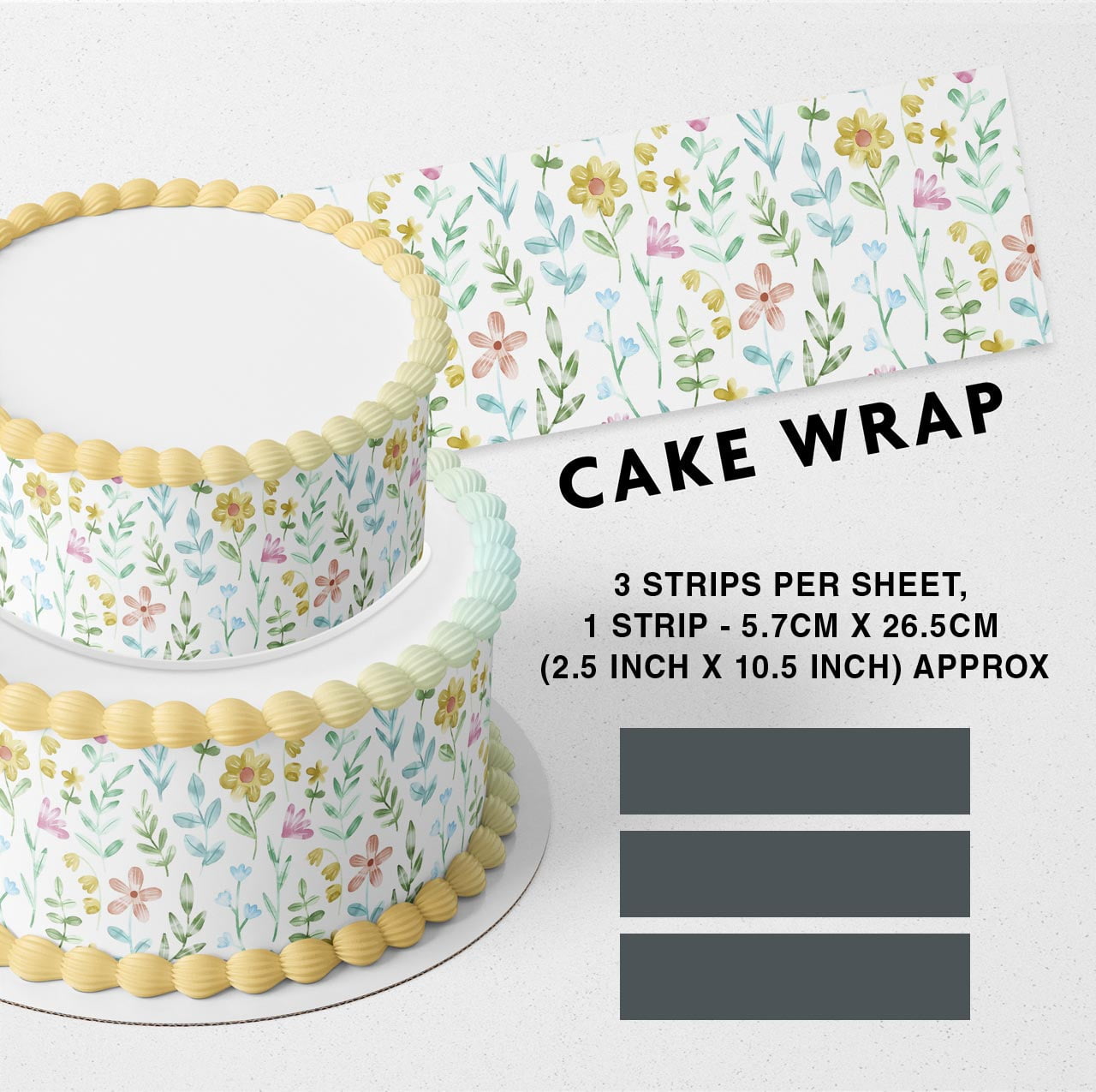 Flowers Strips Edible Icing Printed Cake Wrap Strips Topper Ribbon ...