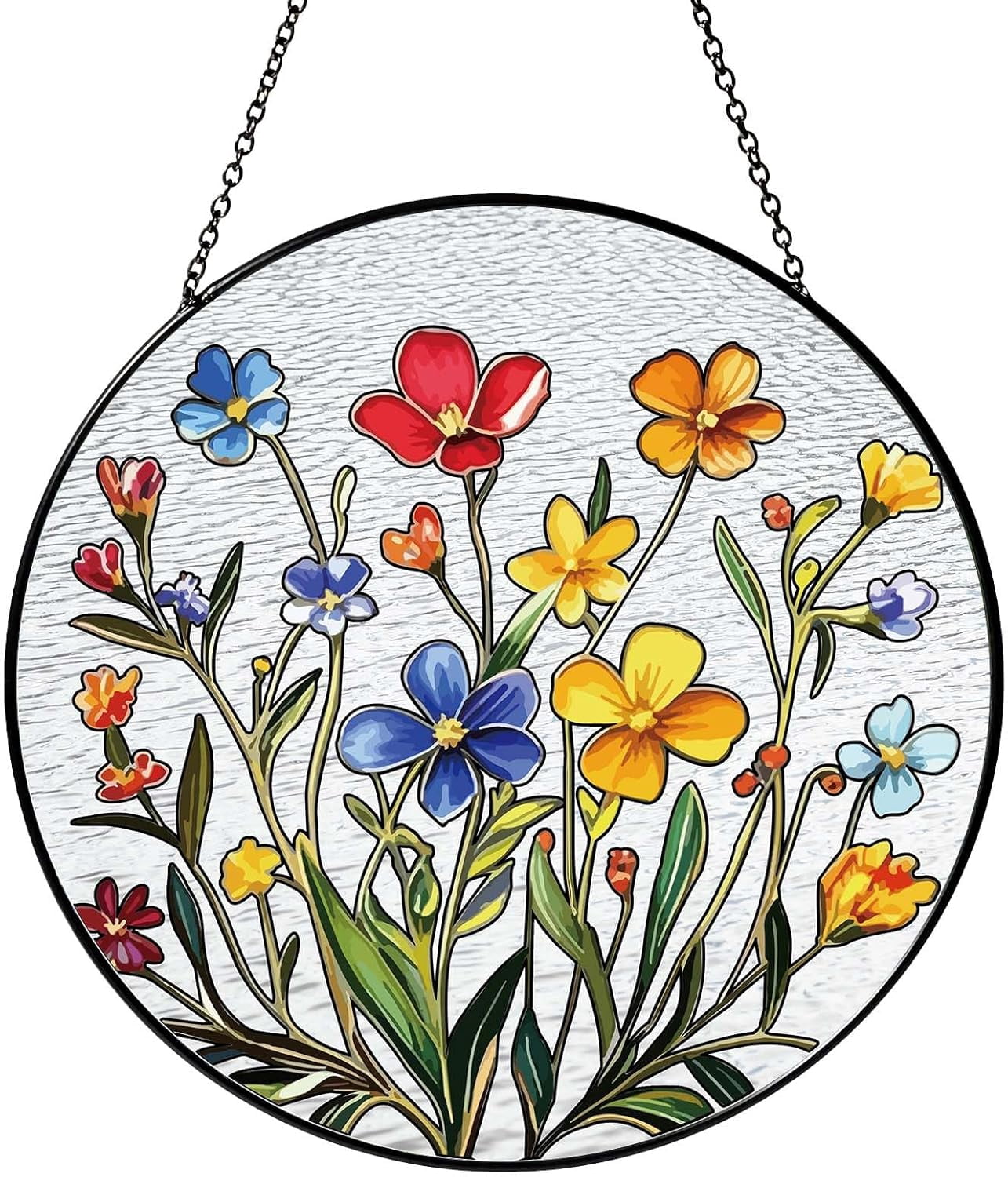 Flowers Sun Catcher Stained Glass Window Hanging Flower Decor Gifts for ...