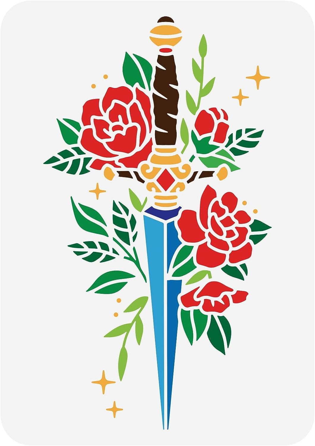Flowers Sword Stencil 8.3x11.7 inch Sword Stencils Template Plastic ...