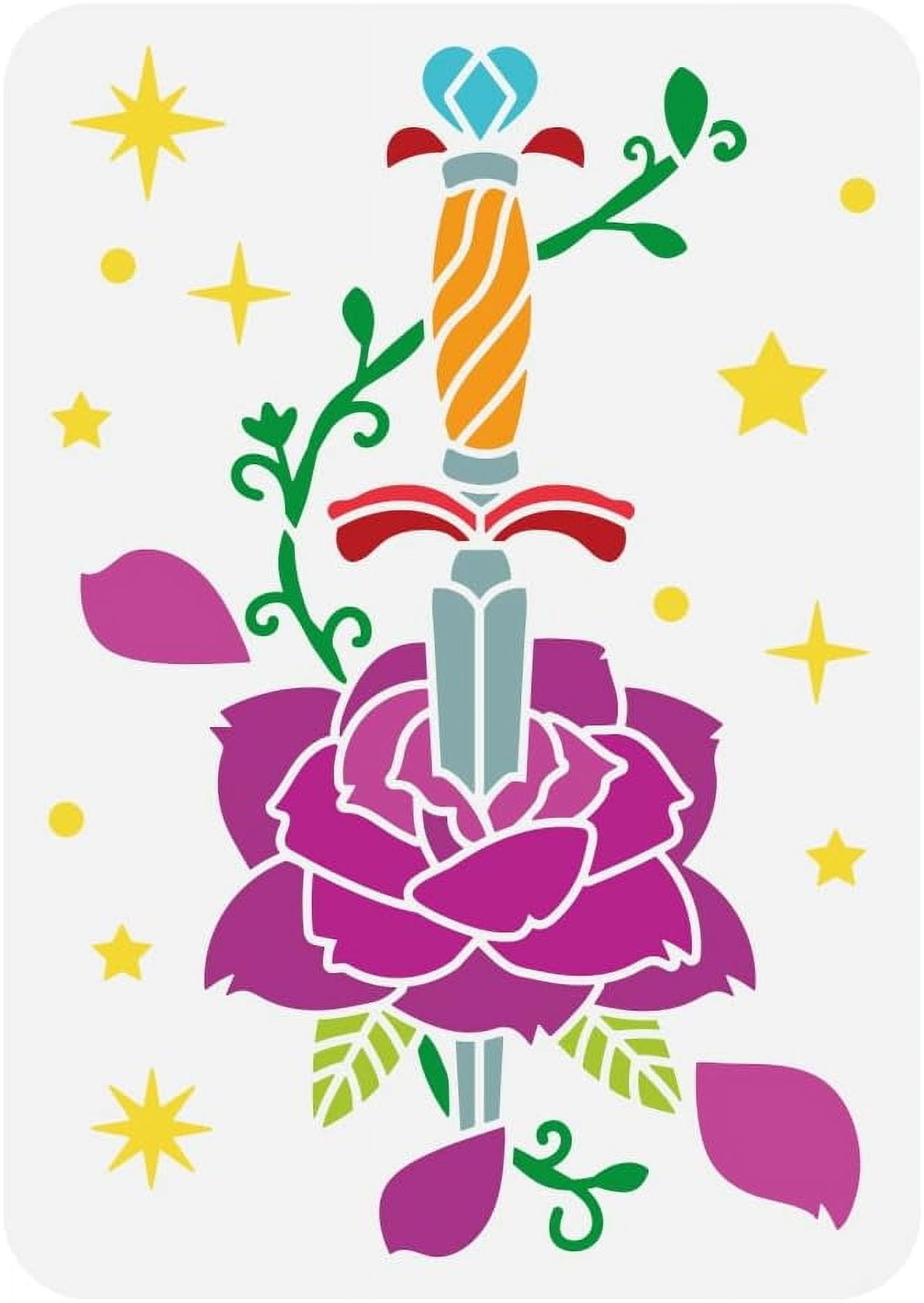 Flowers Sword Stencil for Painting 8.3x11.7 inch Sword Stencils ...