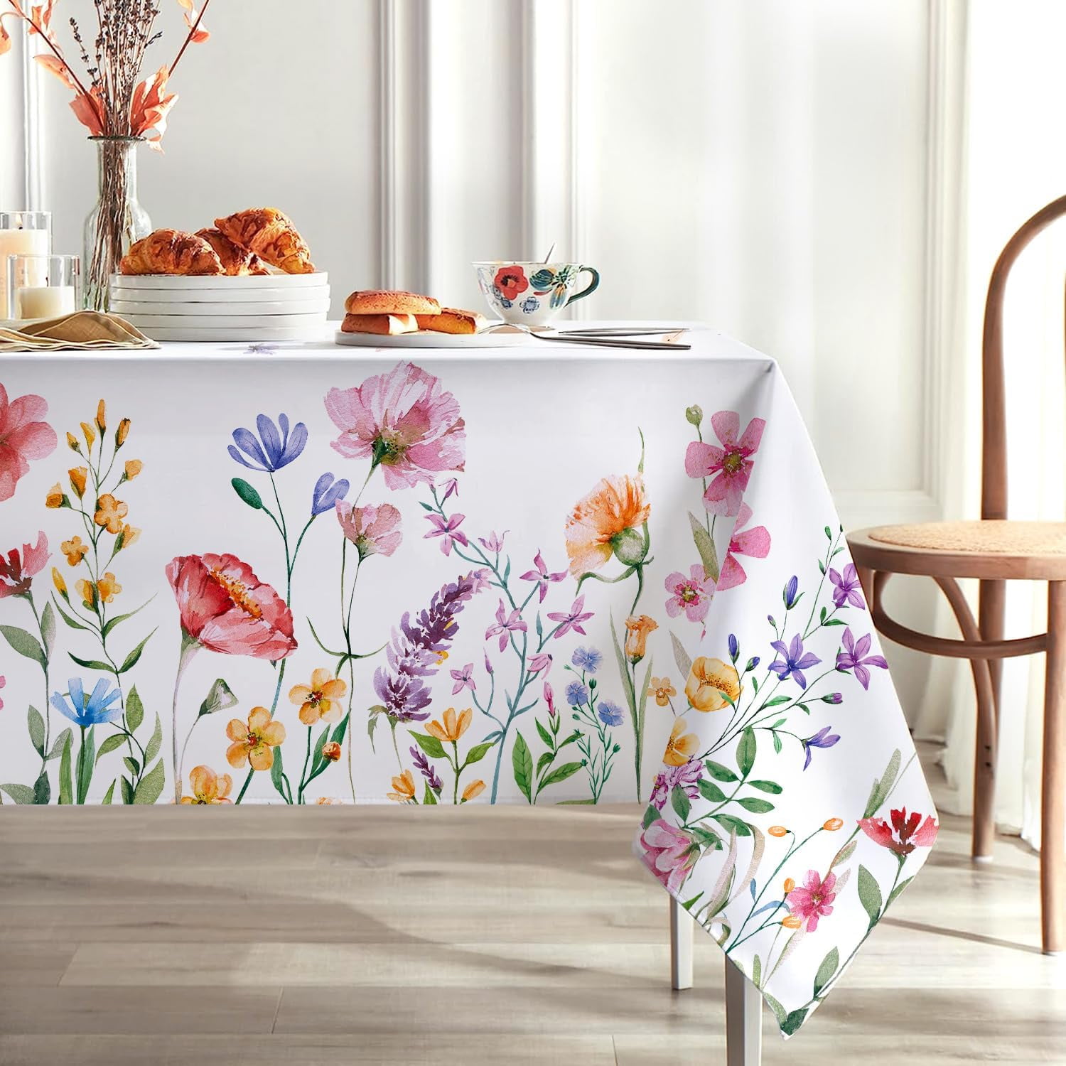 Flowers Tablecloth Waterproof Spring Summer Wildflowers Tablecloth ...