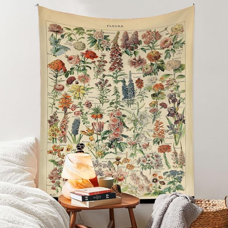 Flowers Tapestry 60” x 40”, Long Vertical Wall Hanging Reference ...