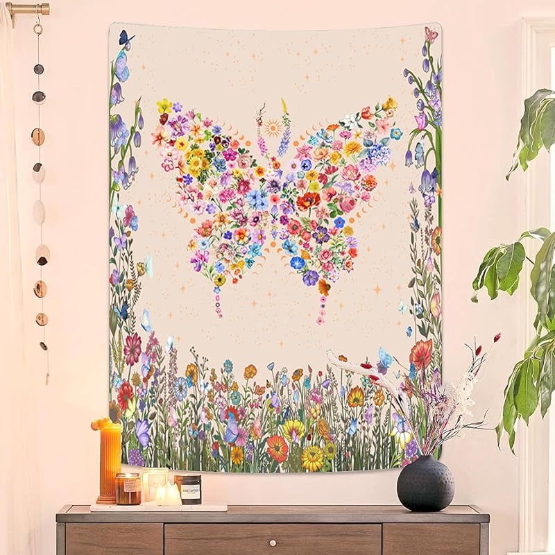 Flowers Tapestry 60” x 40”, Long Vertical Wall Hanging Reference ...