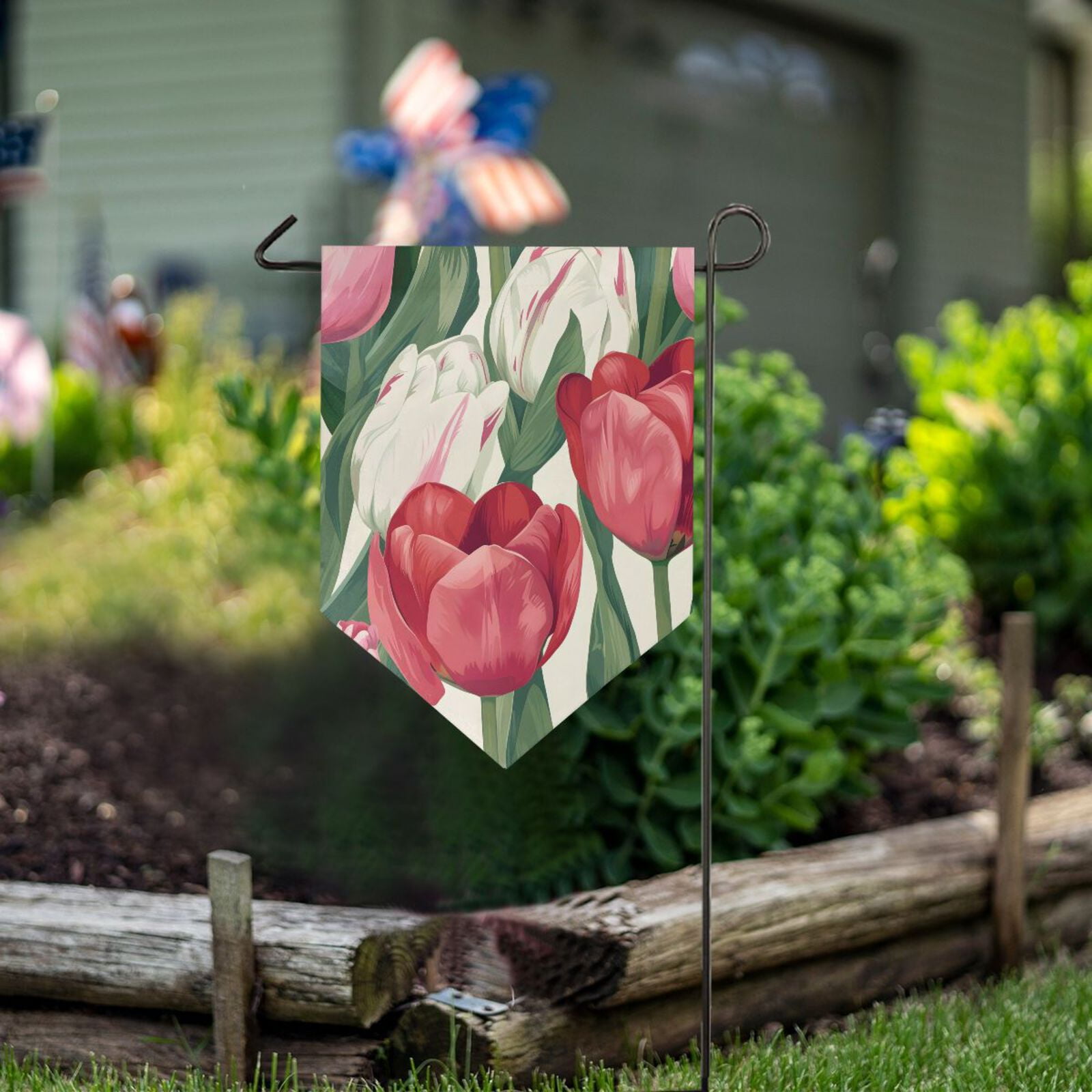Flowers Tulip Garden Flag 18" x 12.5" Double Sided Yard Lawn Outdoor ...