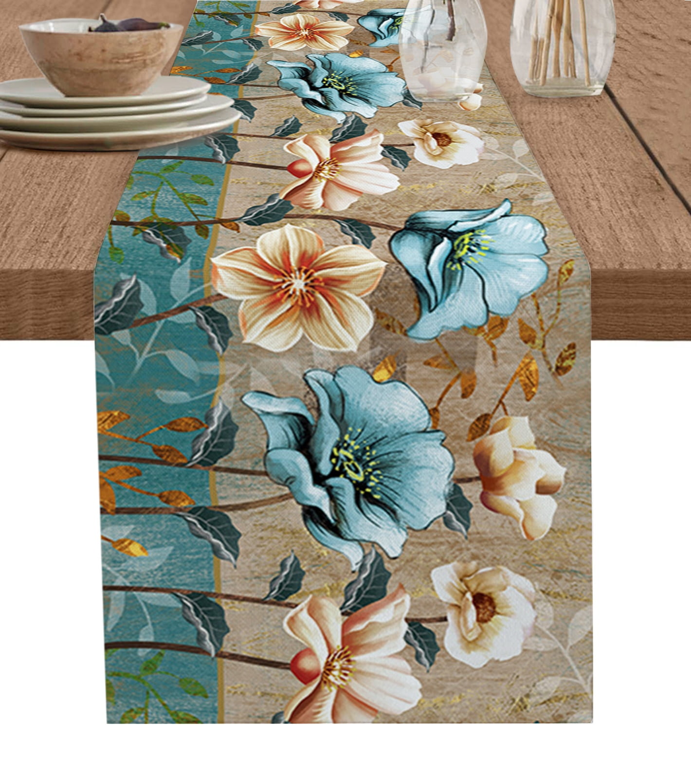 Flowers Tulips Table Runners Wedding Table Decoration for Kitchen Decor ...