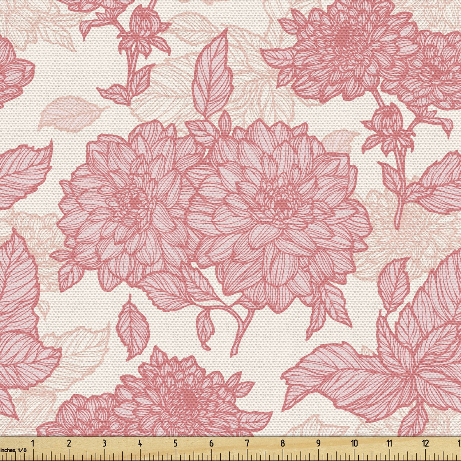 Ambesonne Romance Fabric by the Yard Upholstery, Pink Flowers and ...