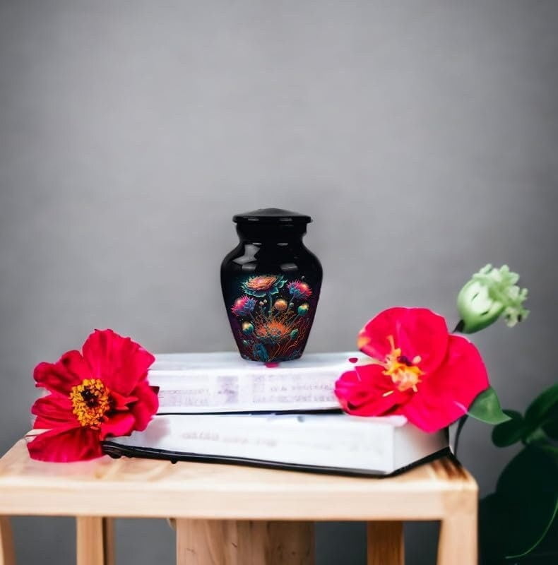 Flowers Urn, Memorial Cremation Urn for Human Ashes, Decorative ...