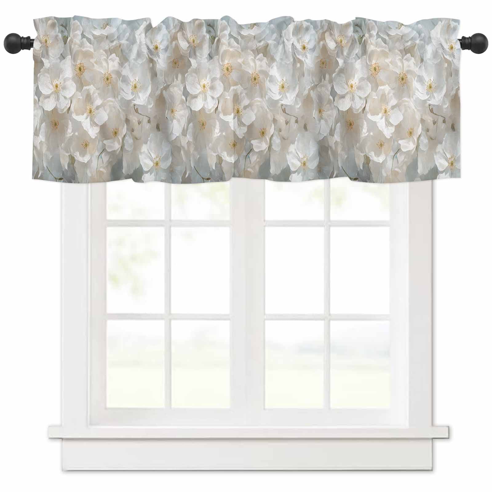 Flowers Valances for Windows Farmhouse Kitchen Curtains Valances Rod ...