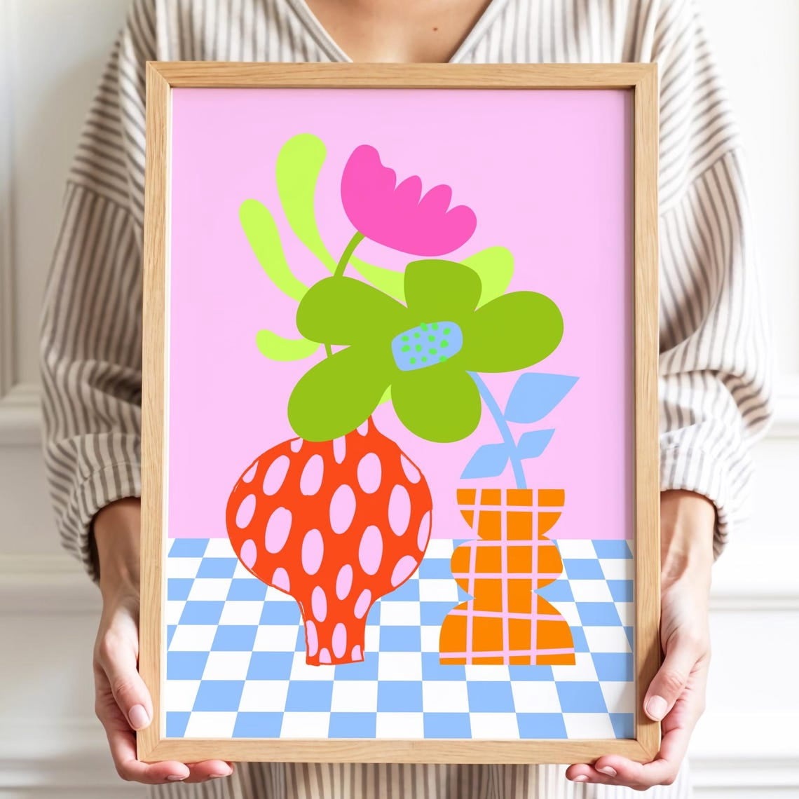 Flowers In Vase Abstract Print, Bright Floral Art, Contemporary Still ...