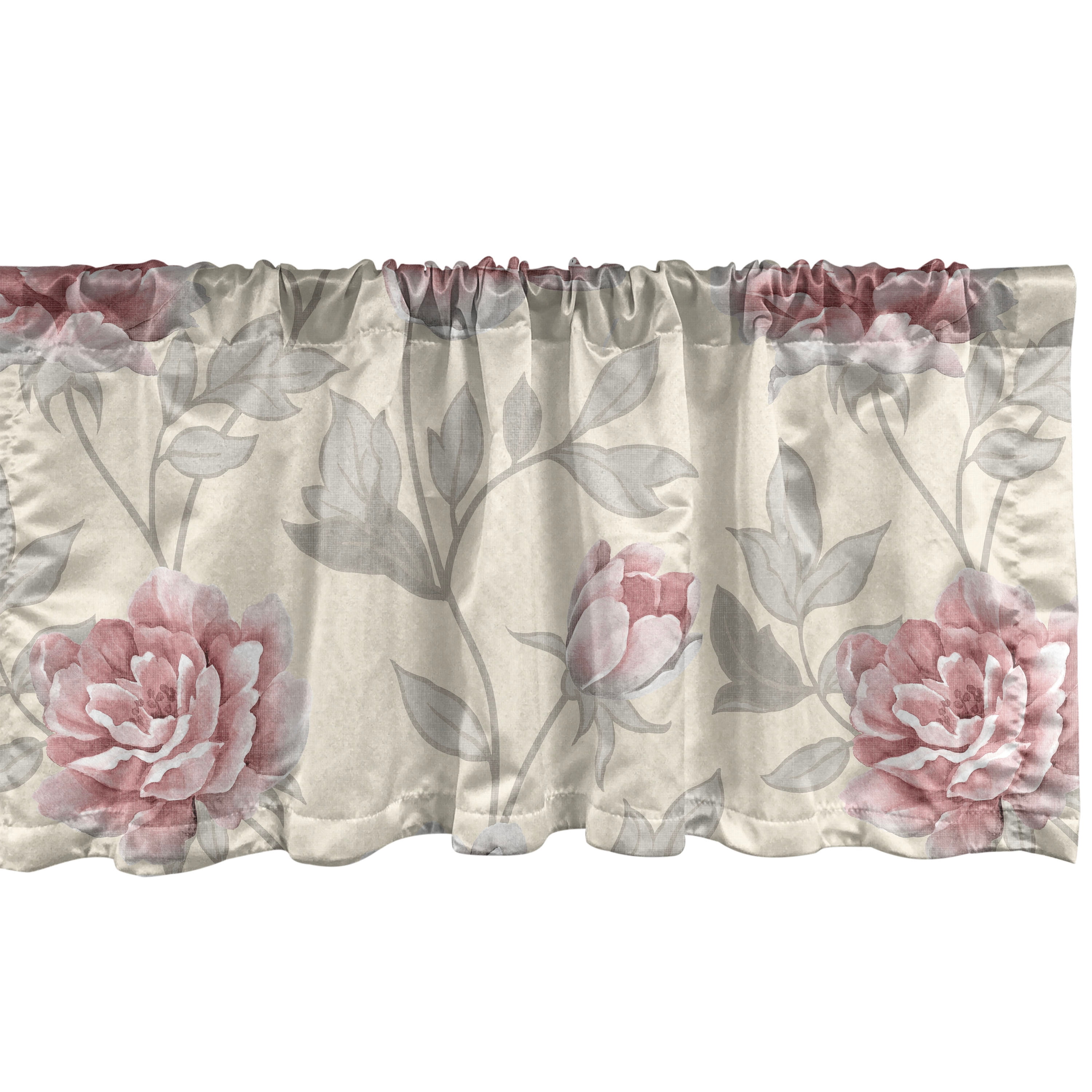 Flowers Vintage Window Valance, Cottagecore Floral Boho Rose Pattern ...